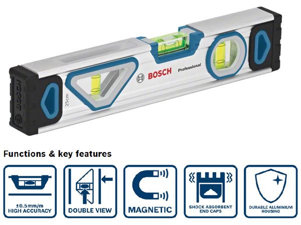 Thước thủy 25cm Bosch 1600A016BN – Thiết bị cầm Tay Nguyên Khuê