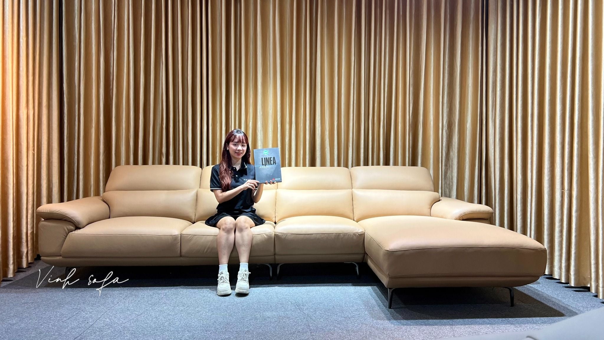 LYMAN - Sofa góc L bọc toàn bộ da bò Linea Mastrotto – VINH SOFA