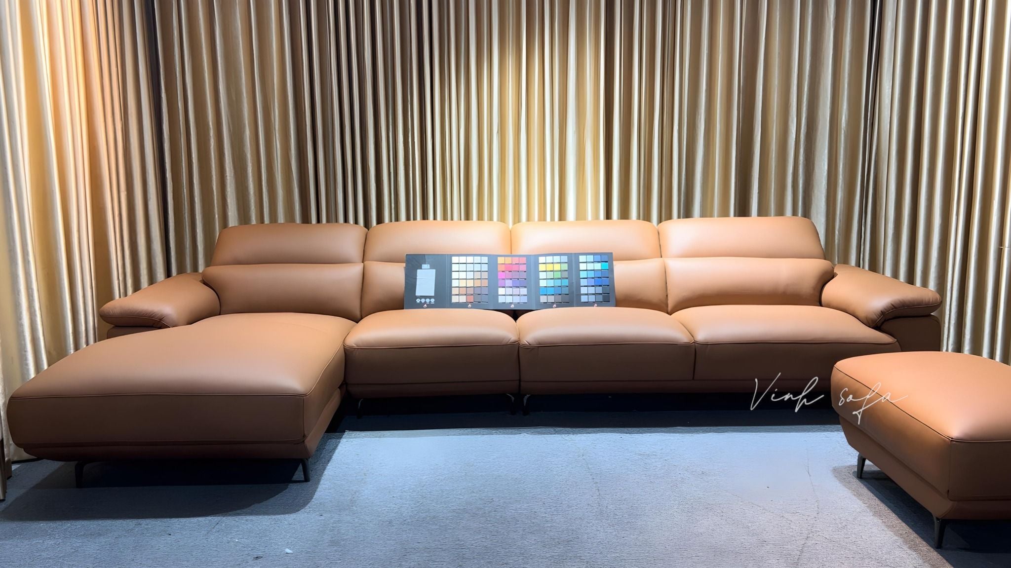 LYMAN - Sofa góc L bọc toàn bộ da bò Linea Mastrotto – VINH SOFA