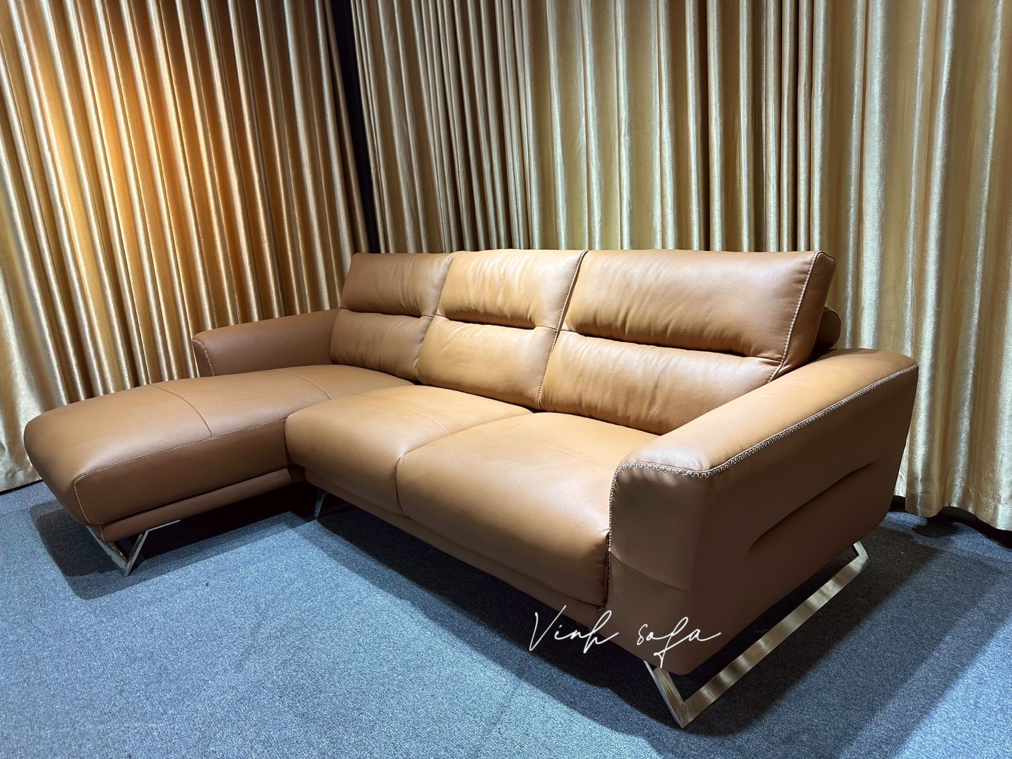 VENTO - Sofa góc L bọc da bò Mastrotto Prenium tiếp xúc bề mặt – VINH SOFA