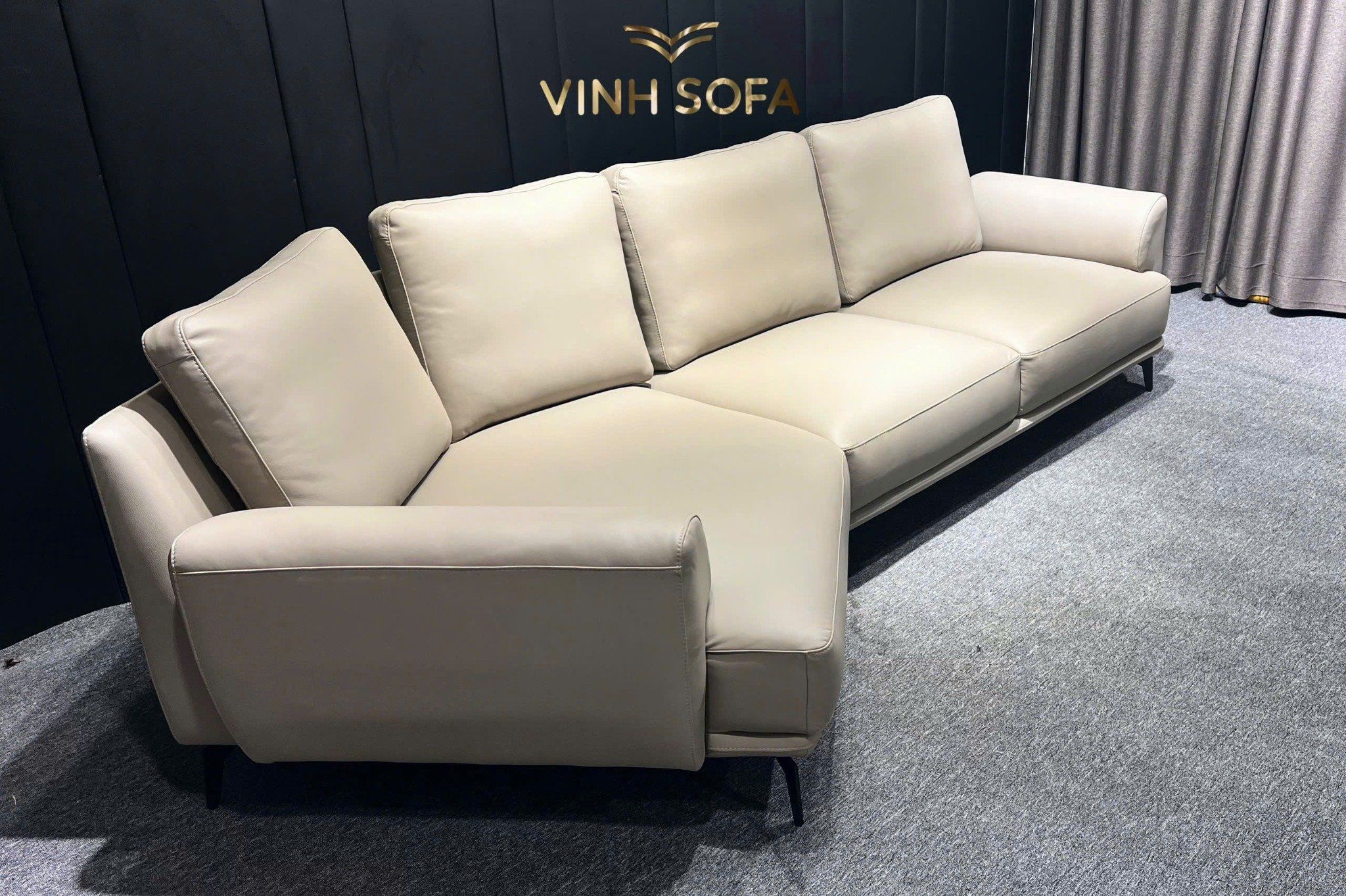 CLOUD - Sofa văng 4 chỗ bọc da bò Linea Mastrotto tiếp xúc bề mặt – VINH SOFA