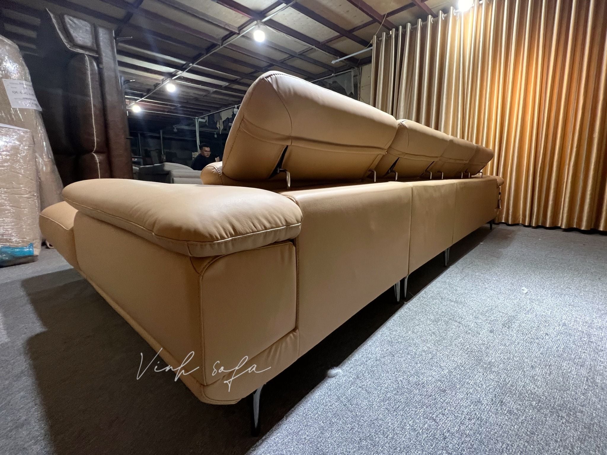 LYMAN - Sofa góc L bọc toàn bộ da bò Linea Mastrotto – VINH SOFA