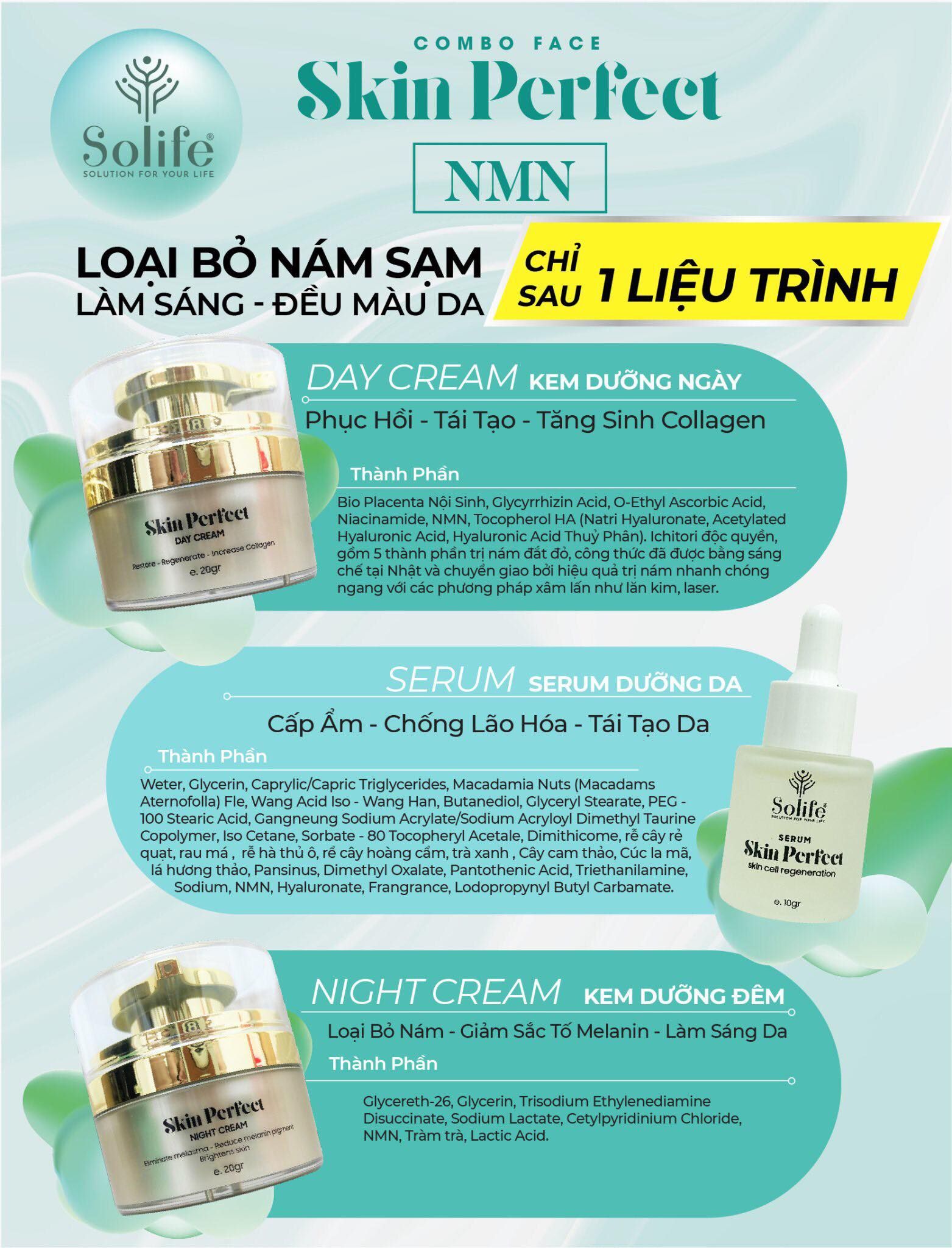 COMBO SKIN PERFEET NMN - BỘ TRỊ NÁM NMN – Solifevietnam