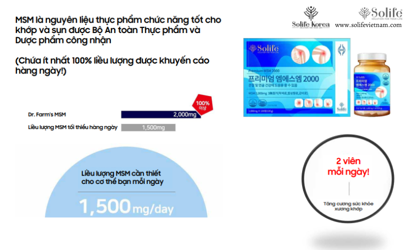 120 VIÊN BỔ SUNG XƯƠNG KHỚP SỤN PREMIUM MSM 2000 từ SOLIFE KOREA - BON – Solifevietnam