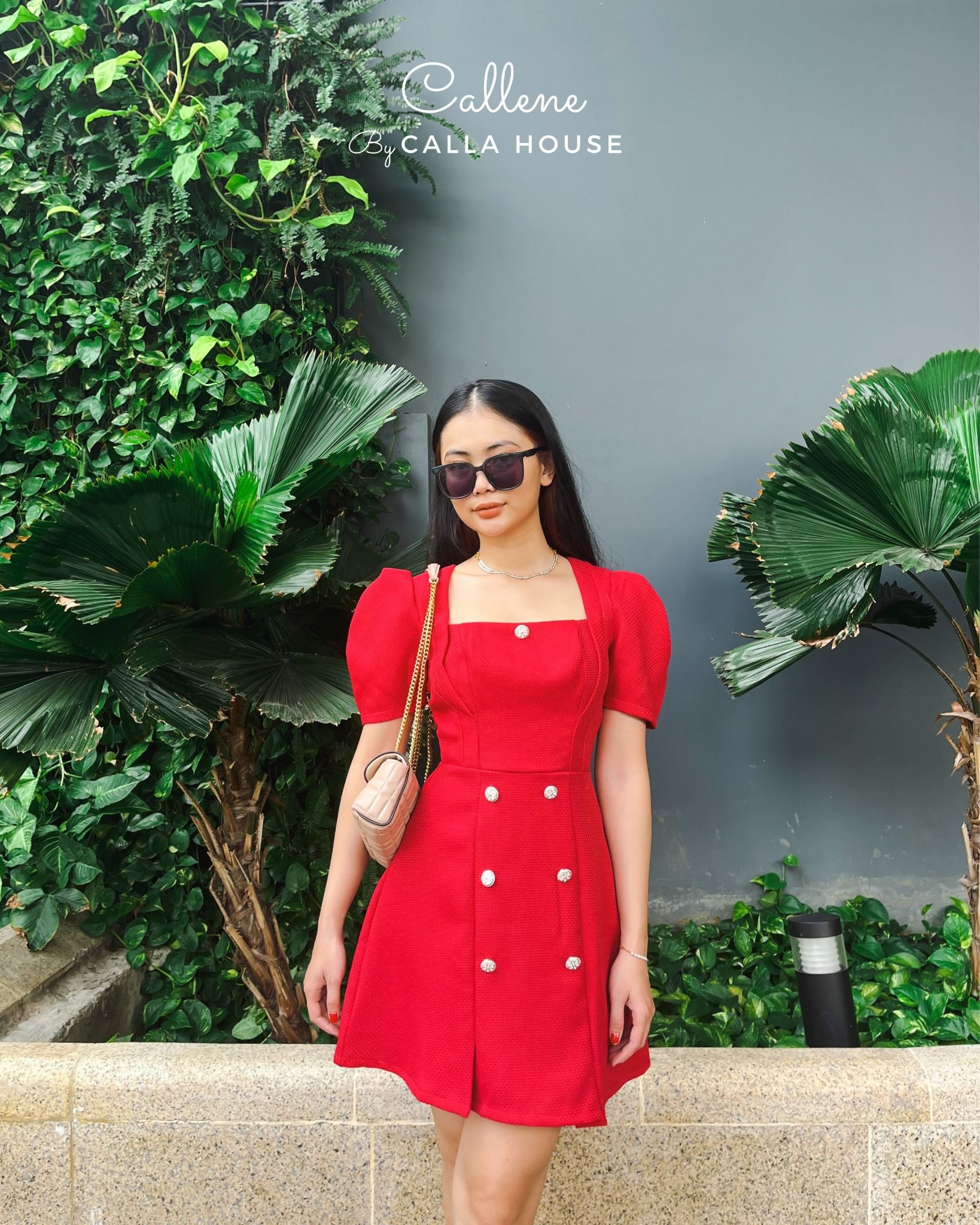 Đầm dự tiệc thiết kế cổ vuông đính nút sang trọng Callene (L1767 ...