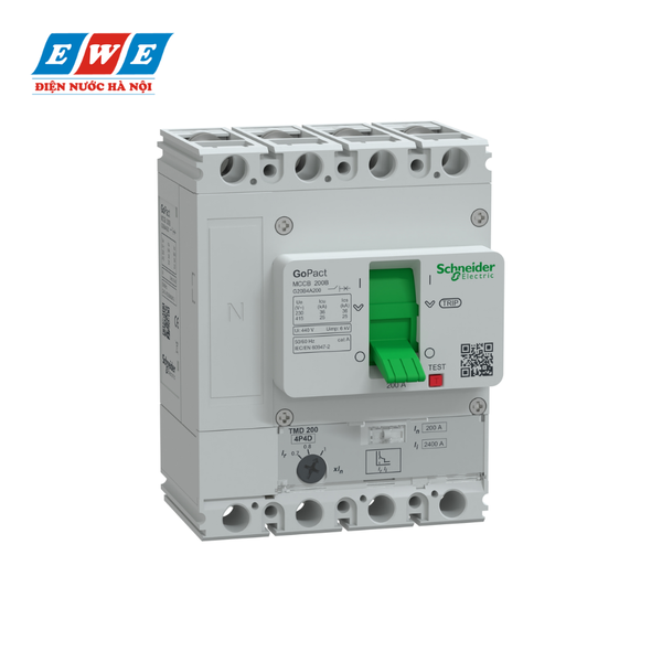 Aptomat khối MCCB 4P 200A 25kA G20B4A200 Gopact chỉnh dòng Schneider ...