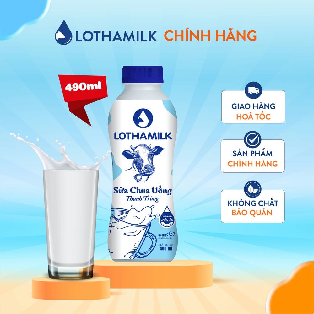 Sữa Chua Uống Thanh Trùng Chai 490ml - LothaMilk