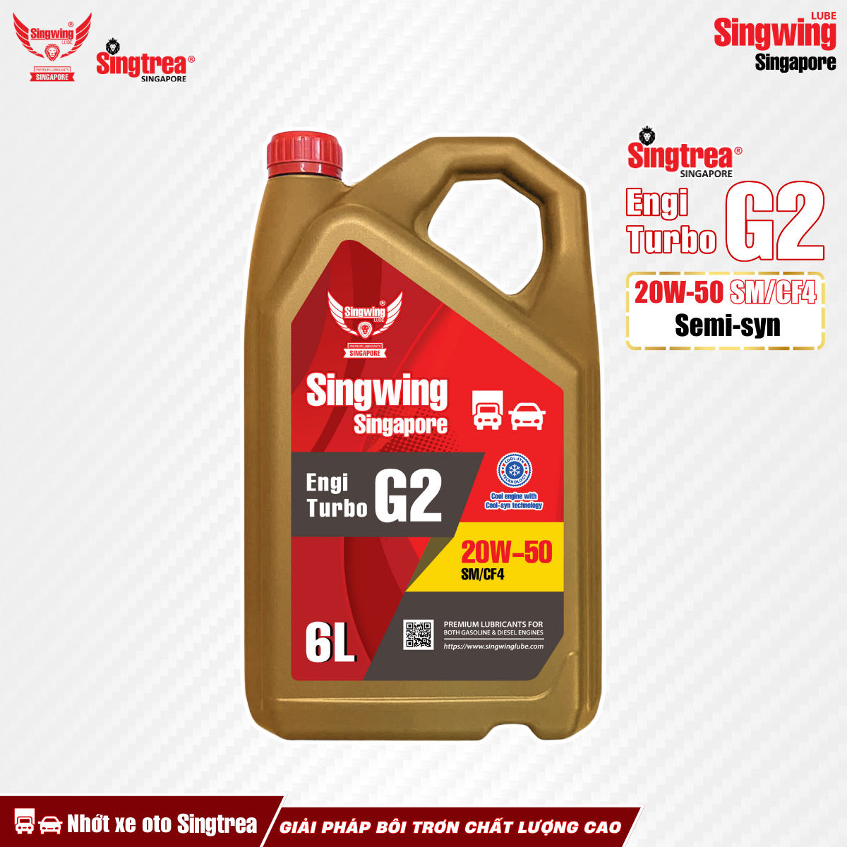 Nhớt xe oto SINGTREA ENGI TURBO G2 20W50 SM/CF4 6L – Dầu nhớt Singwing Singapore | Giải pháp bôi ...