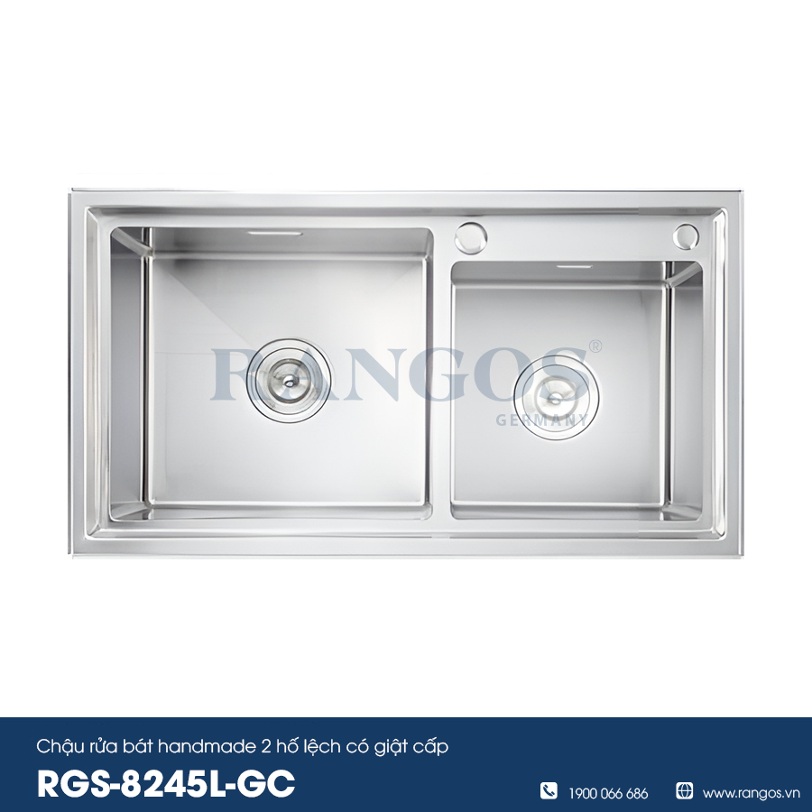 CHẬU RỬA BÁT HANDMADE 2 HỐ LỆCH CÓ GIẬT CẤP RGS-8245L-GC – Showroom ...