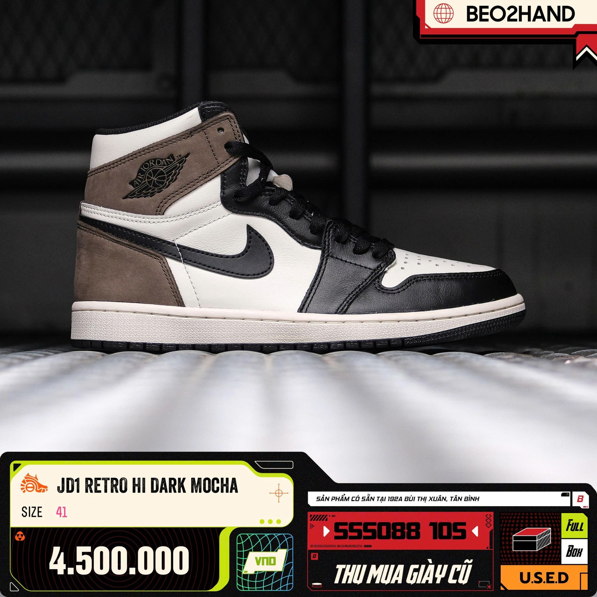 JD1 RETRO HI DARK MOCHA - 555088 105 - 41 - BÈO STORE