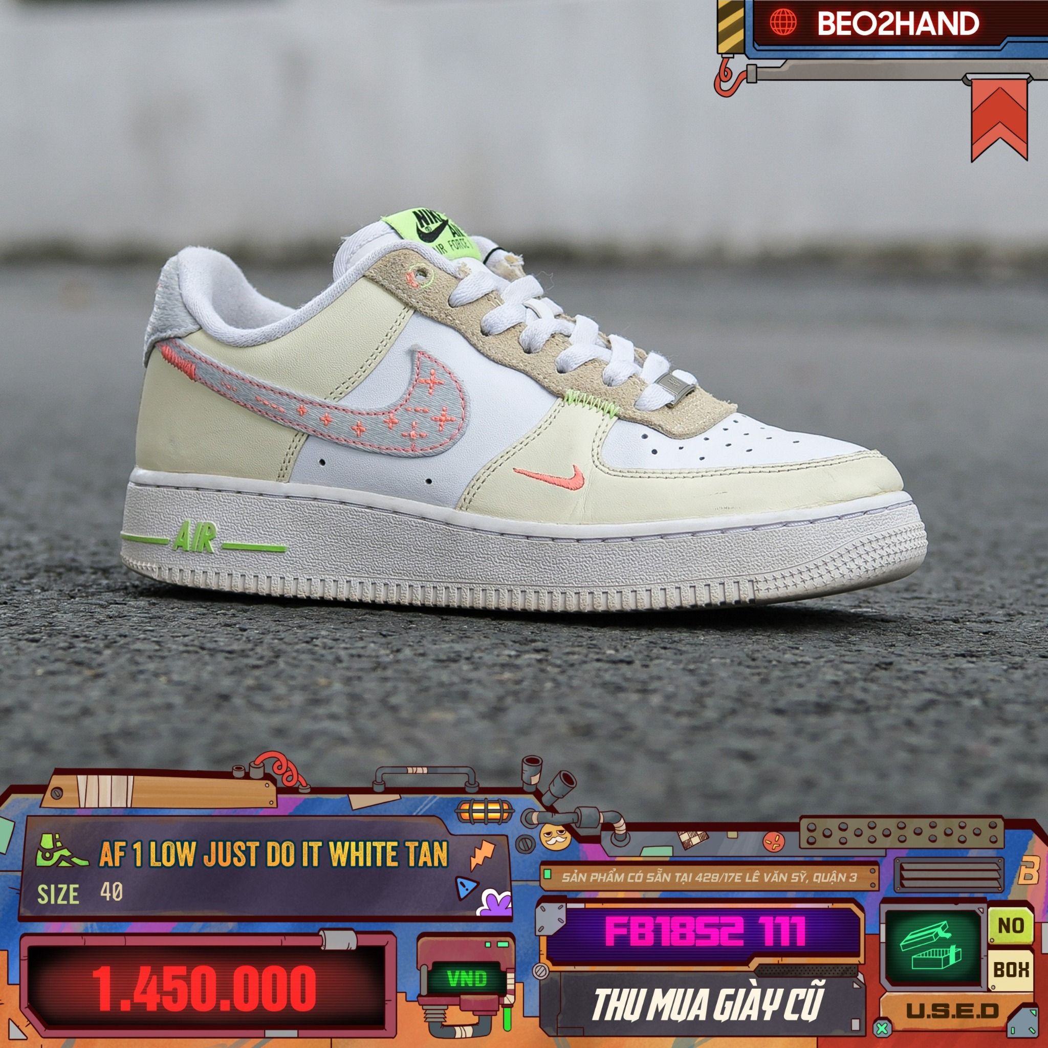 AF1 LOW JUST DO IT WHITE TAN - F81852 111 - 40 - BÈO STORE