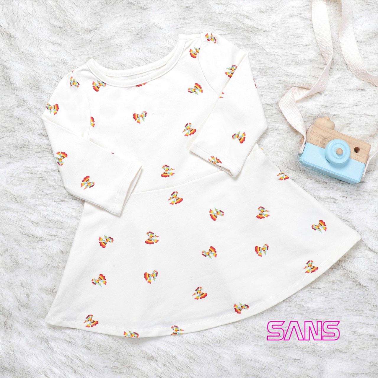 Đầm da cá Gap DT trắng nơ BG 6/12M-4T(8kg-17kg)