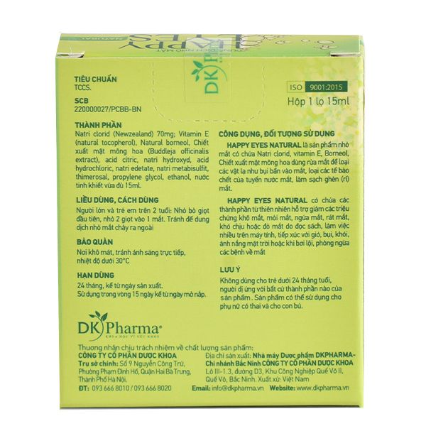 Dung dịch nhỏ mắt HAPPY EYES NATURAL Chi nhánh miền Nam Công ty CP Dược ...