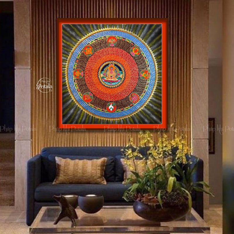 Tranh Mandala Tâm Phật A Di Đà 100x100cm – Pháp khí POTALA