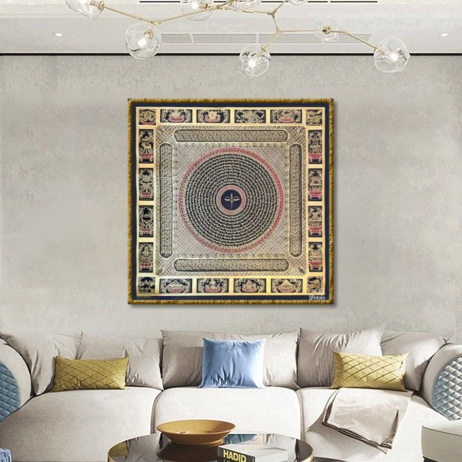 Tranh Mandala 8 Biểu Tượng Cát Tường 88x88cm – Pháp khí POTALA