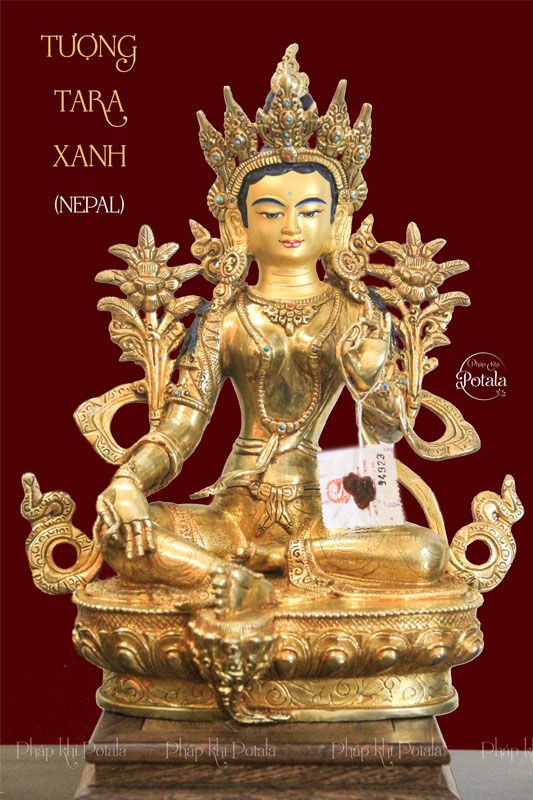 Tượng Ngài Tara Xanh Bằng Đồng Nepal 32cm – Pháp khí POTALA