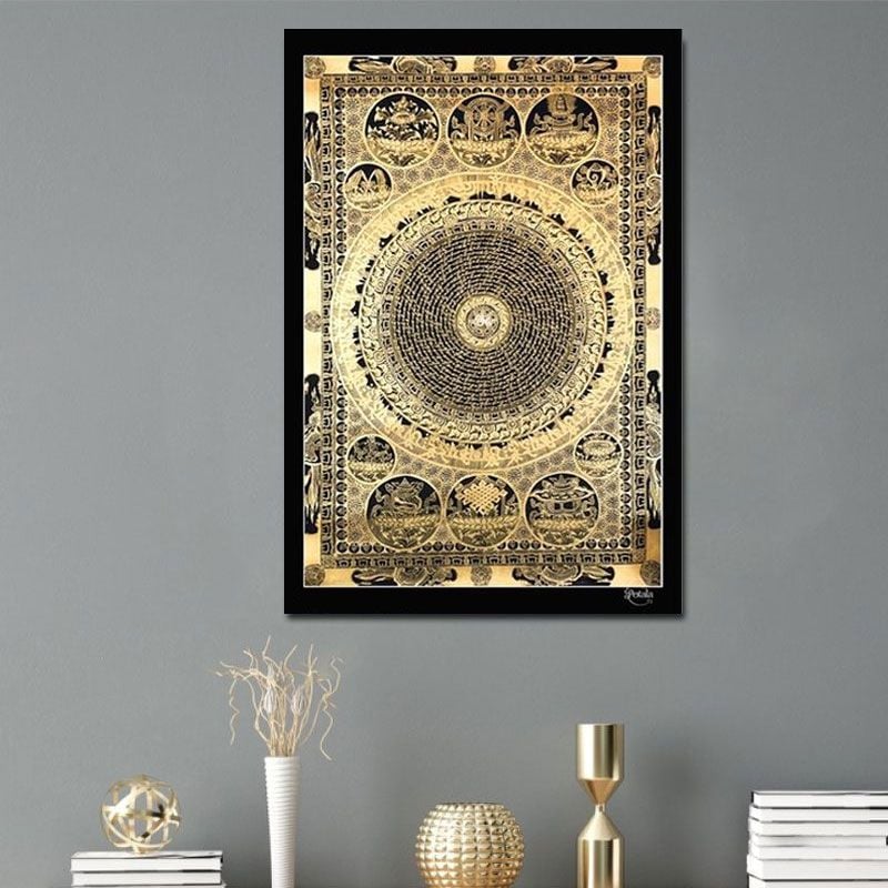 Tranh Mandala 8 Biểu Tượng Cát Tường 66x97cm – Pháp khí POTALA