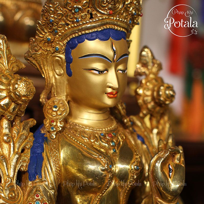 Tượng Ngài Tara Trắng Bằng Đồng Nepal 33.5cm – Pháp khí POTALA