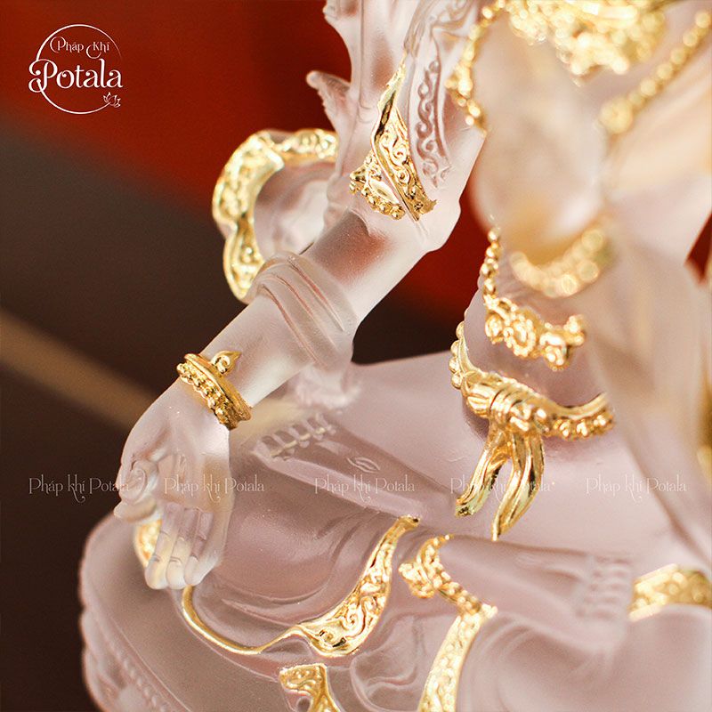 Tượng Ngài Tara Trắng Bằng Lưu Ly 24cm – Pháp khí POTALA