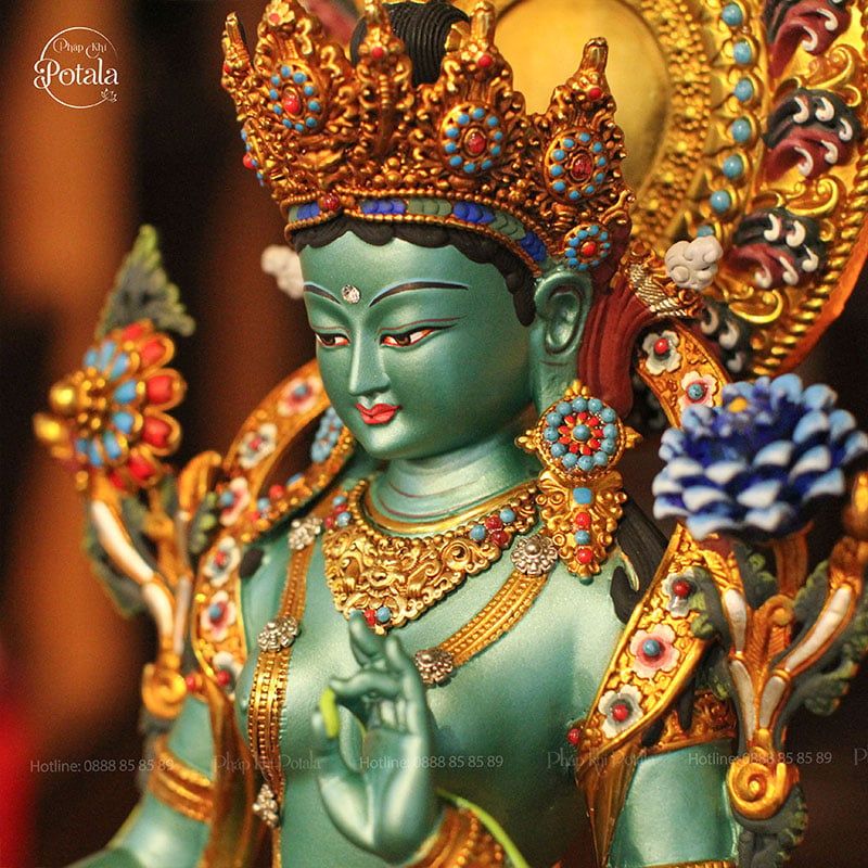Tượng Ngài Tara Xanh Màu Sắc 27cm – Pháp khí POTALA