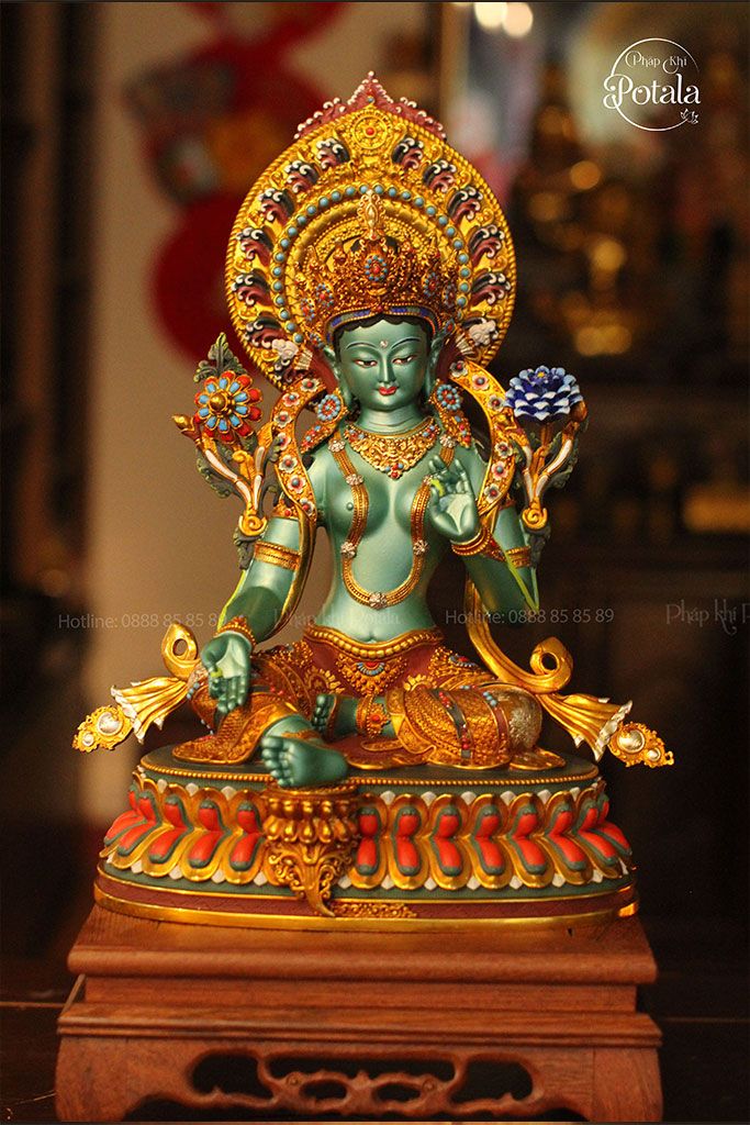 Tượng Ngài Tara Xanh Màu Sắc 27cm – Pháp khí POTALA