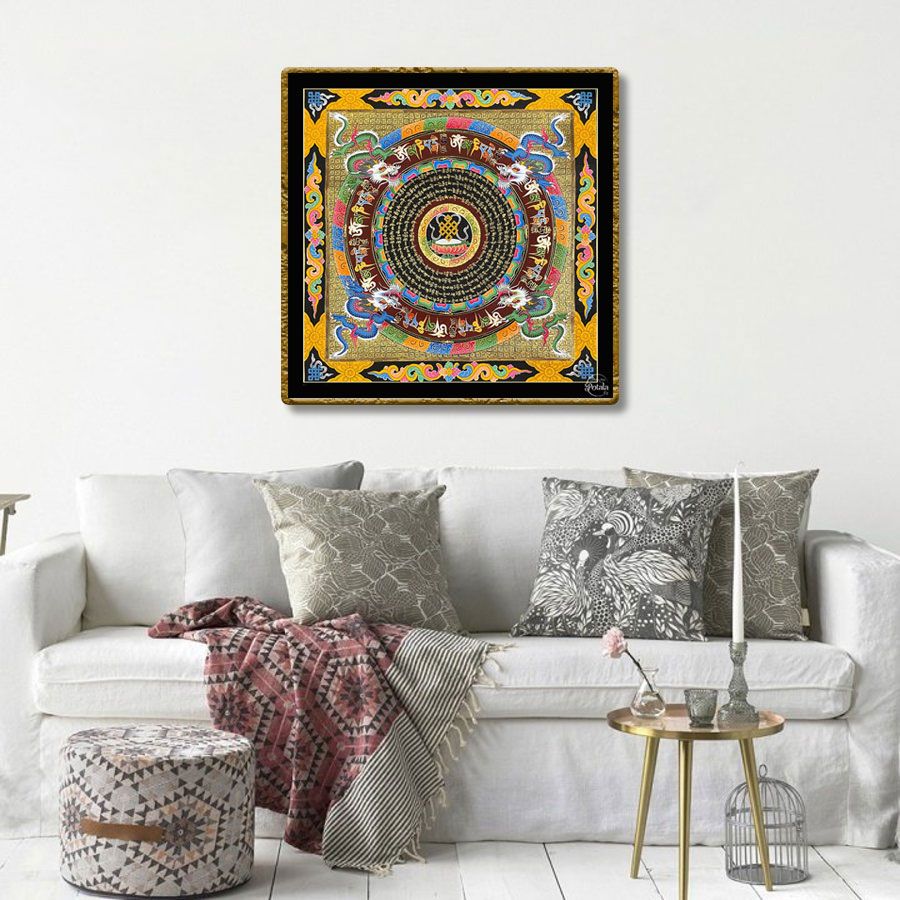 Tranh Mandala 8 Biểu Tượng Cát Tường 54x54cm – Pháp khí POTALA