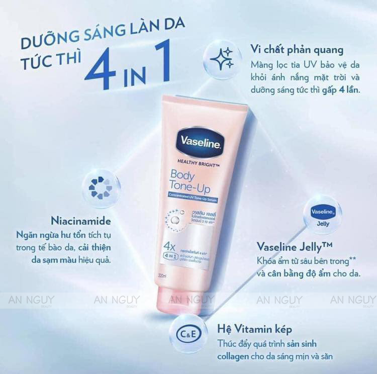 Dưỡng Thể Vaseline Gluta-Hya Body Tone-Up UV Lotion Nâng Tông Da Tức ...