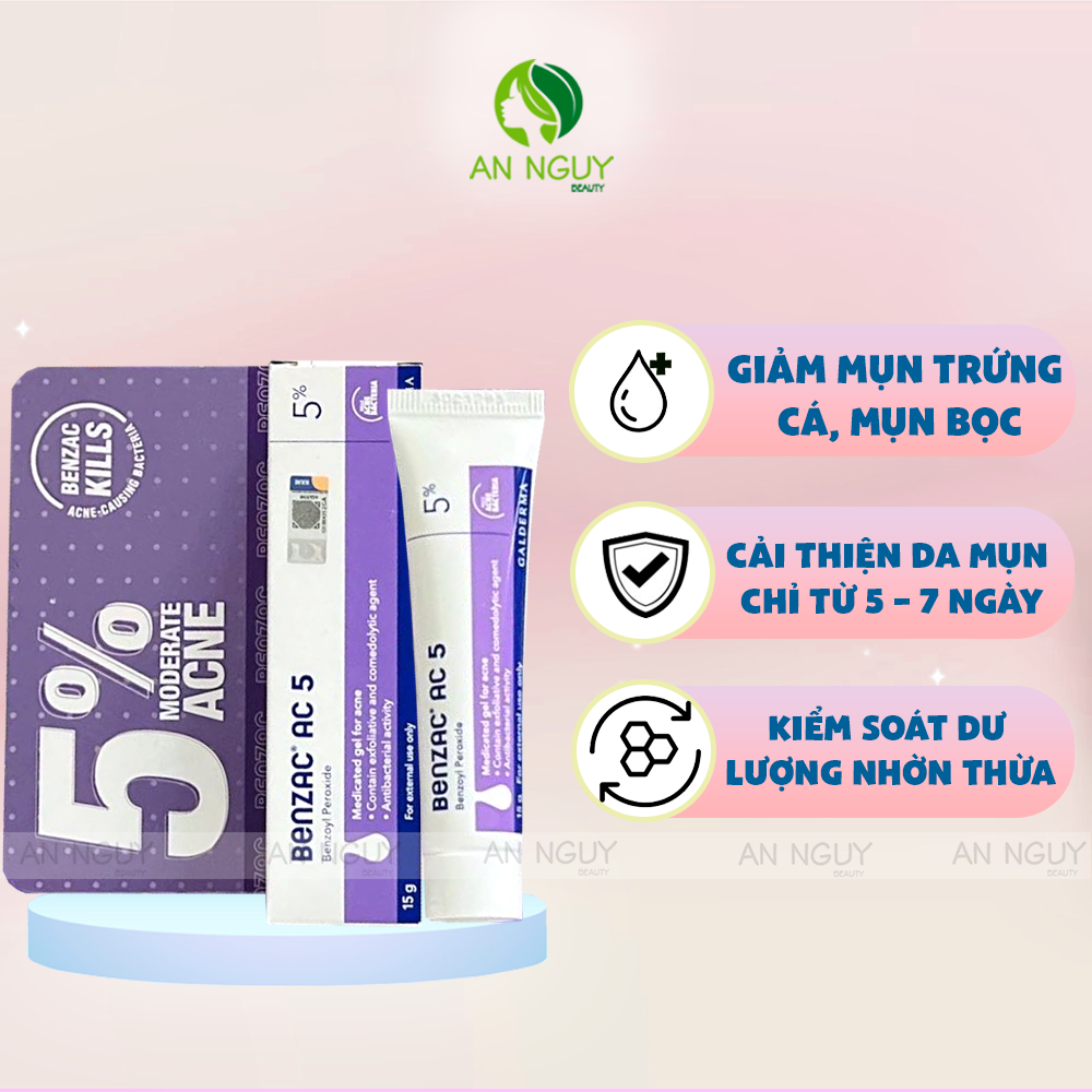 Kem Trị Mụn Benzac AC5 5% Benzoyl Preoxide 15grKem Trị Mụn Benzac AC5 ...