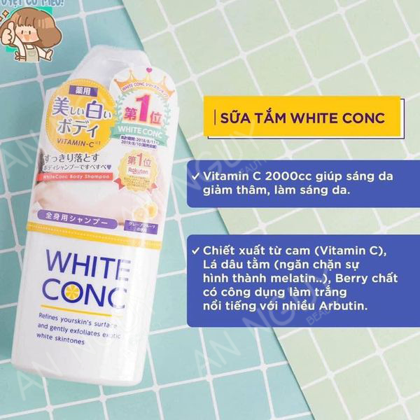 Sữa Tắm White ConC Body Shampoo Giúp Trắng Da 360mlSữa Tắm White Conc ...
