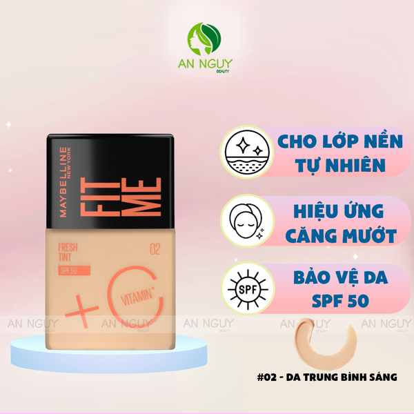 Kem Nền Maybelline Fit Me Fresh Tint SPF50 + Vitamin C Cho Lớp Nền Căng Mướt 30mlKem Nền ...