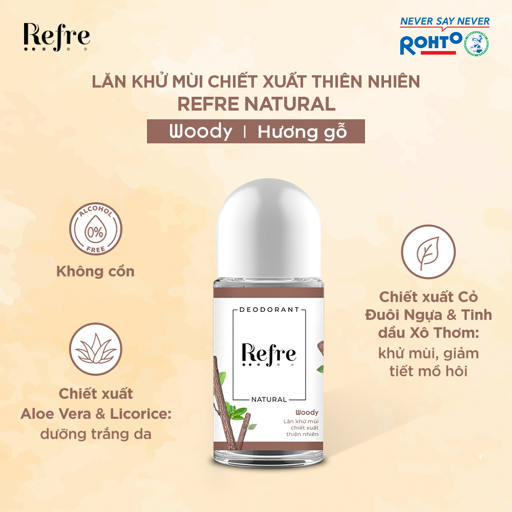 Lăn Khử Mùi Refre Natural Deodorant Natural 40mlLăn Khử Mùi Refre ...