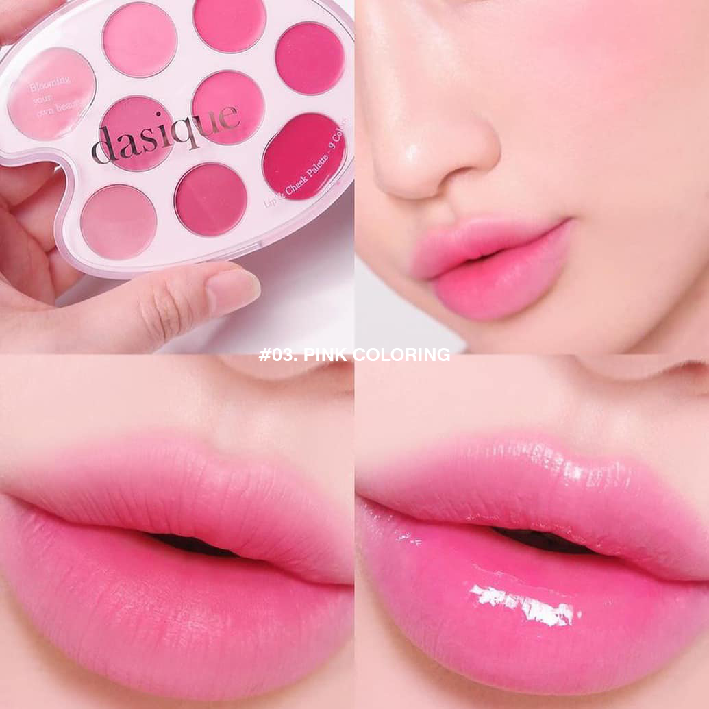 Bảng Son Và Má Hồng Kem 9 Ô Dasique Mood Painting Lip & Cheek 6gBảng Son + Má Hồng 9 Ô Dasique ...