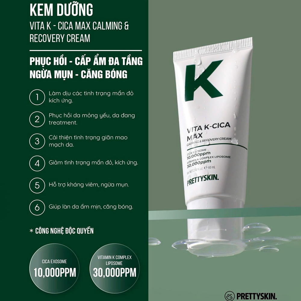 Kem Dưỡng PrettySkin Vita K-Cica Max Calming & Recovery Cream 60mlKem ...
