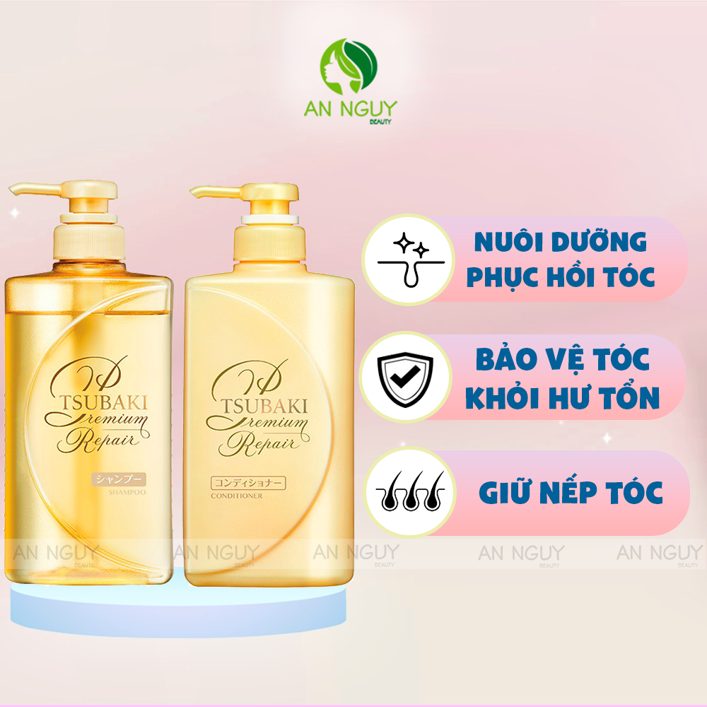 Bộ Gội Xả Tsubaki Premium Bảo Vệ, Phục Hồi Tóc Toàn Diện 490mlBộ Gội Xả Tsubaki Premium Bảo Vệ ...