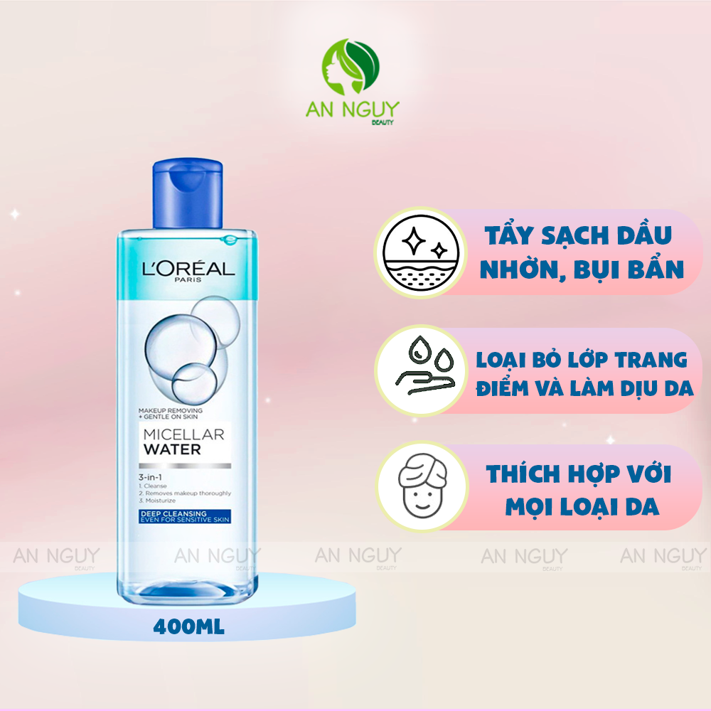 Nước Tẩy Trang L’Oreal Micellar Water 3-in-1 Deep Cleansing Làm Sạch Sâu Trang Điểm (Xanh Đậm ...