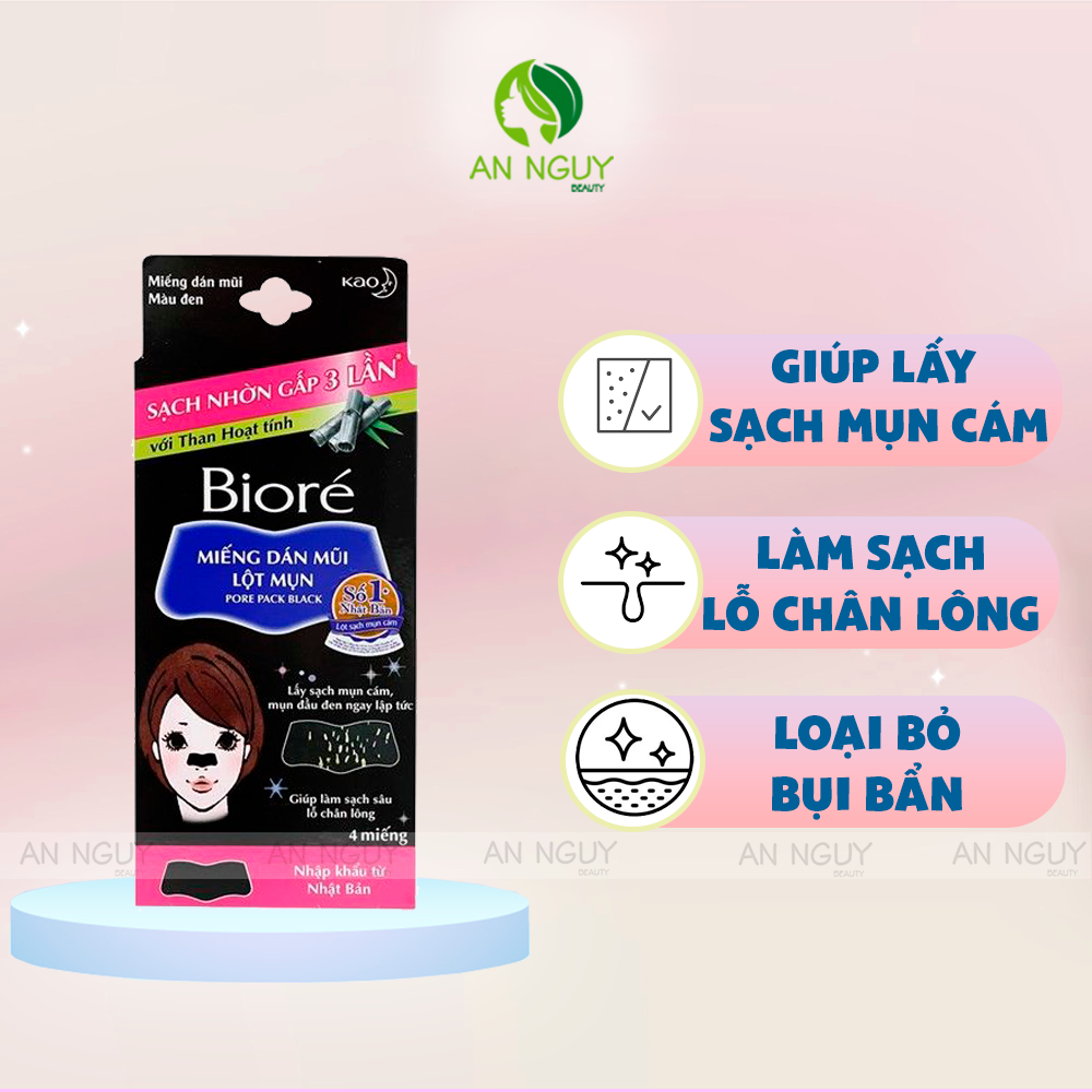 Miếng Dán Lột Mụn Mũi Bioré Pore Pack 4 MiếngMiếng Dán Lột Mụn Mũi ...