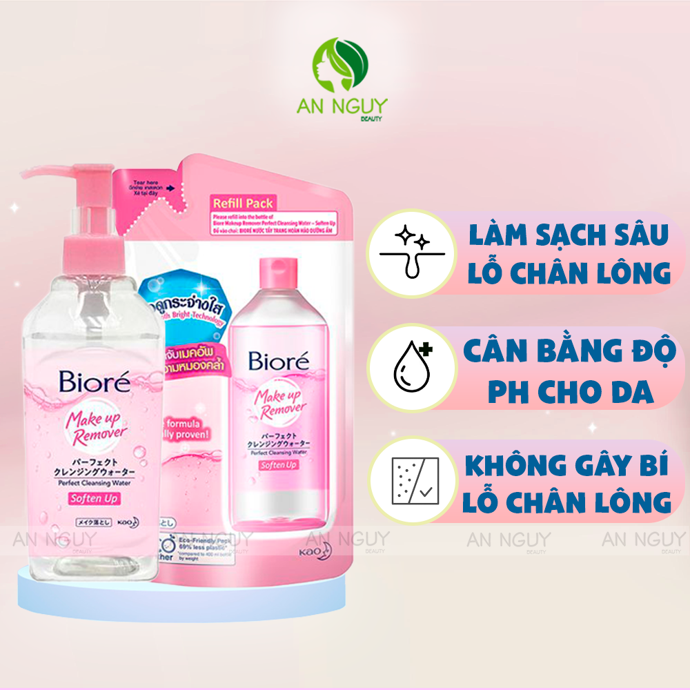 Combo Nước Tẩy Trang Bioré Micellar Dưỡng Ẩm Dành Cho Da Thường, Da Khô Chai 300ml + Túi Refill ...