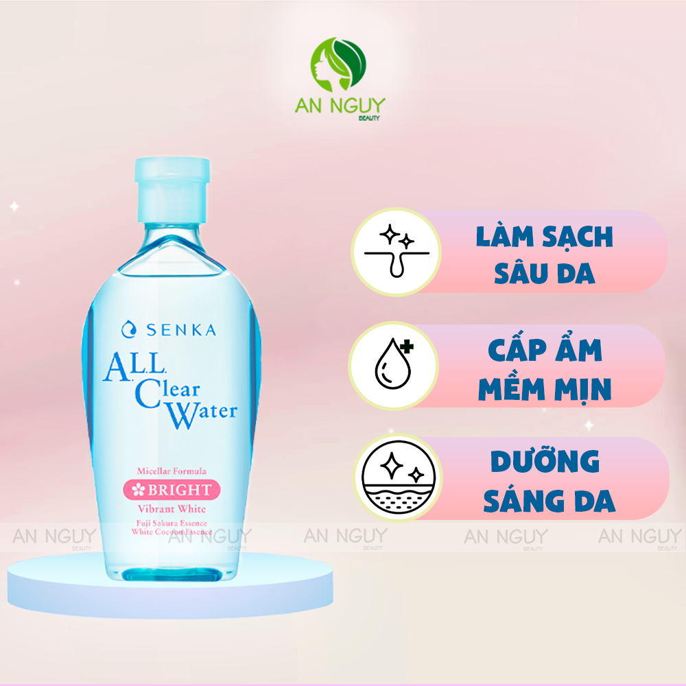 Nước Tẩy Trang Senka All Clear Water Micellar Formula Bright Cấp Ẩm, Dưỡng Sáng Da 230ml (Hồng ...