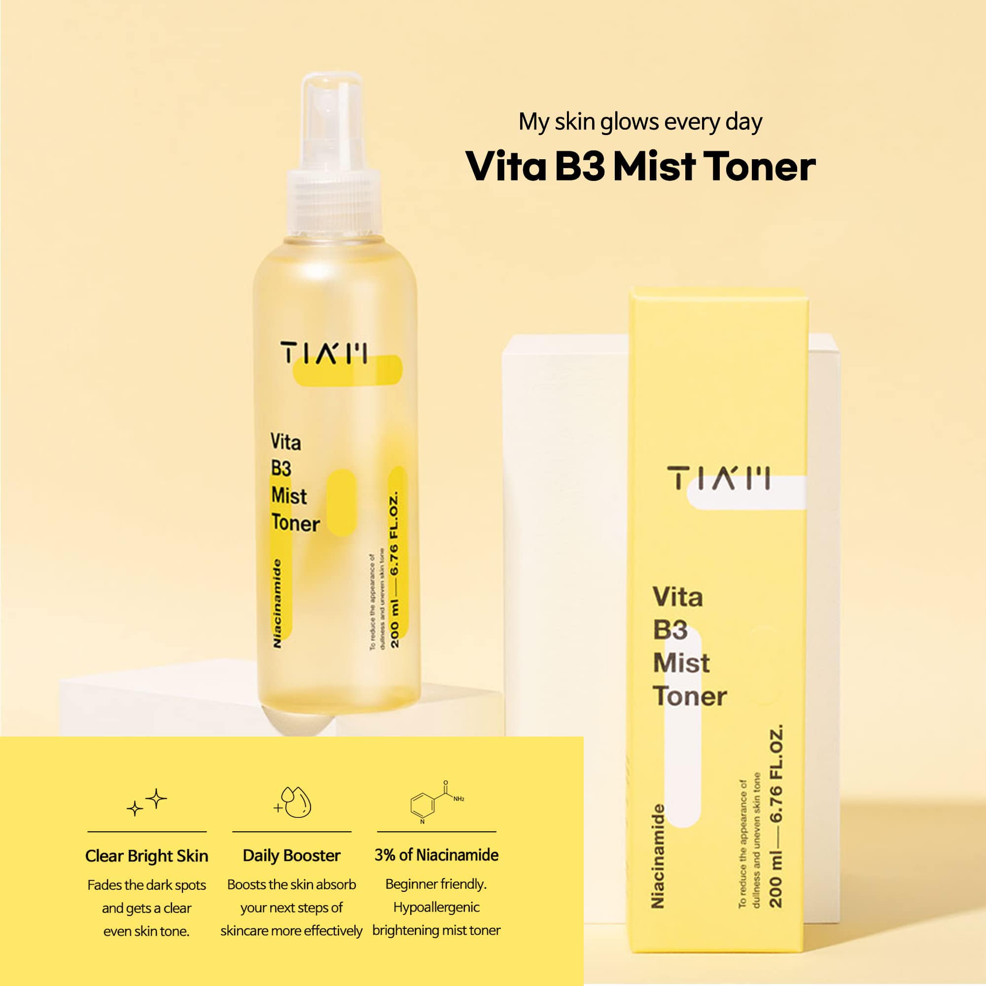 Nước Hoa Hồng Dạng Xịt Tia'm Vita B3 Mist Toner Làm Sáng Da 200mlNước ...