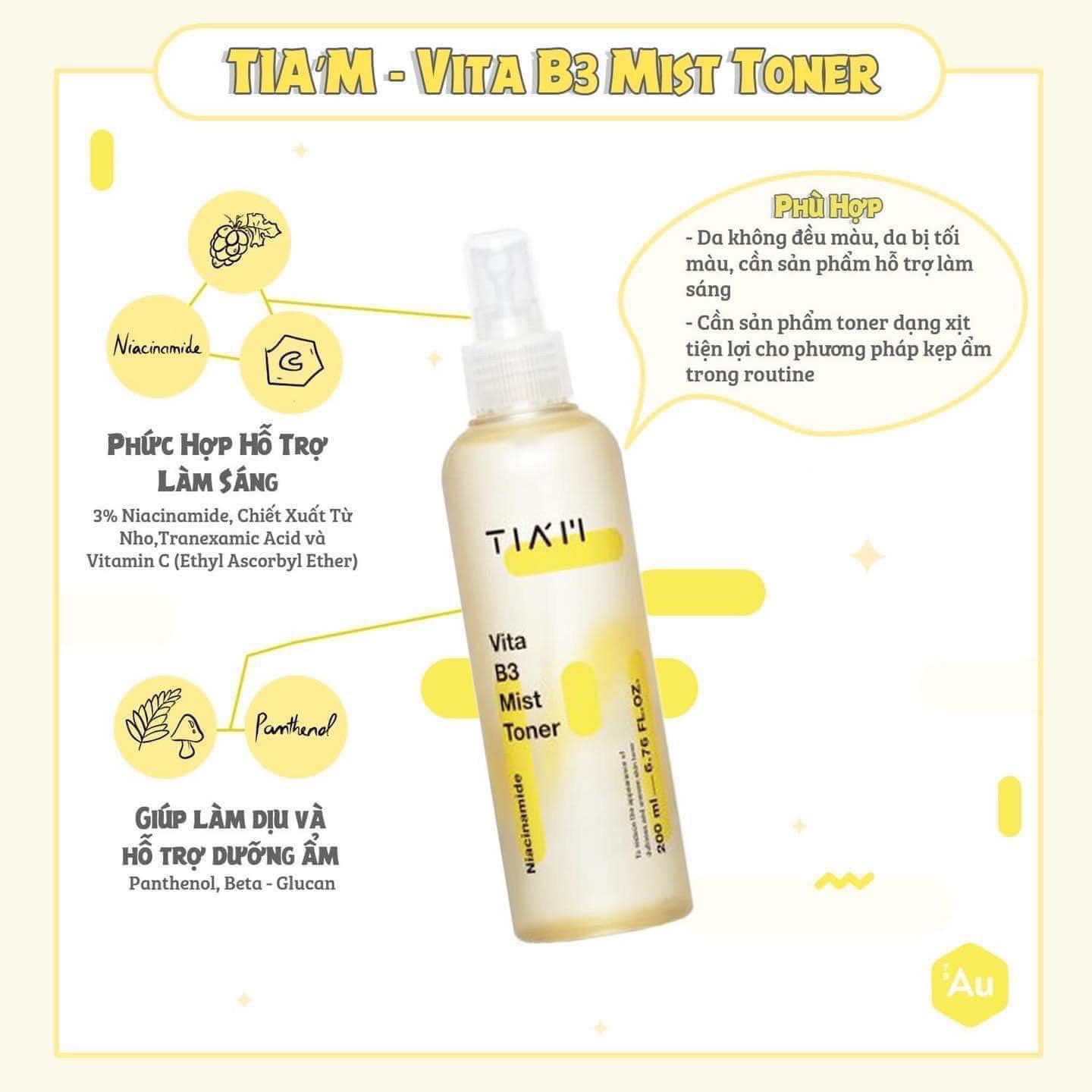 Nước Hoa Hồng Dạng Xịt Tia'm Vita B3 Mist Toner Làm Sáng Da 200mlNước ...