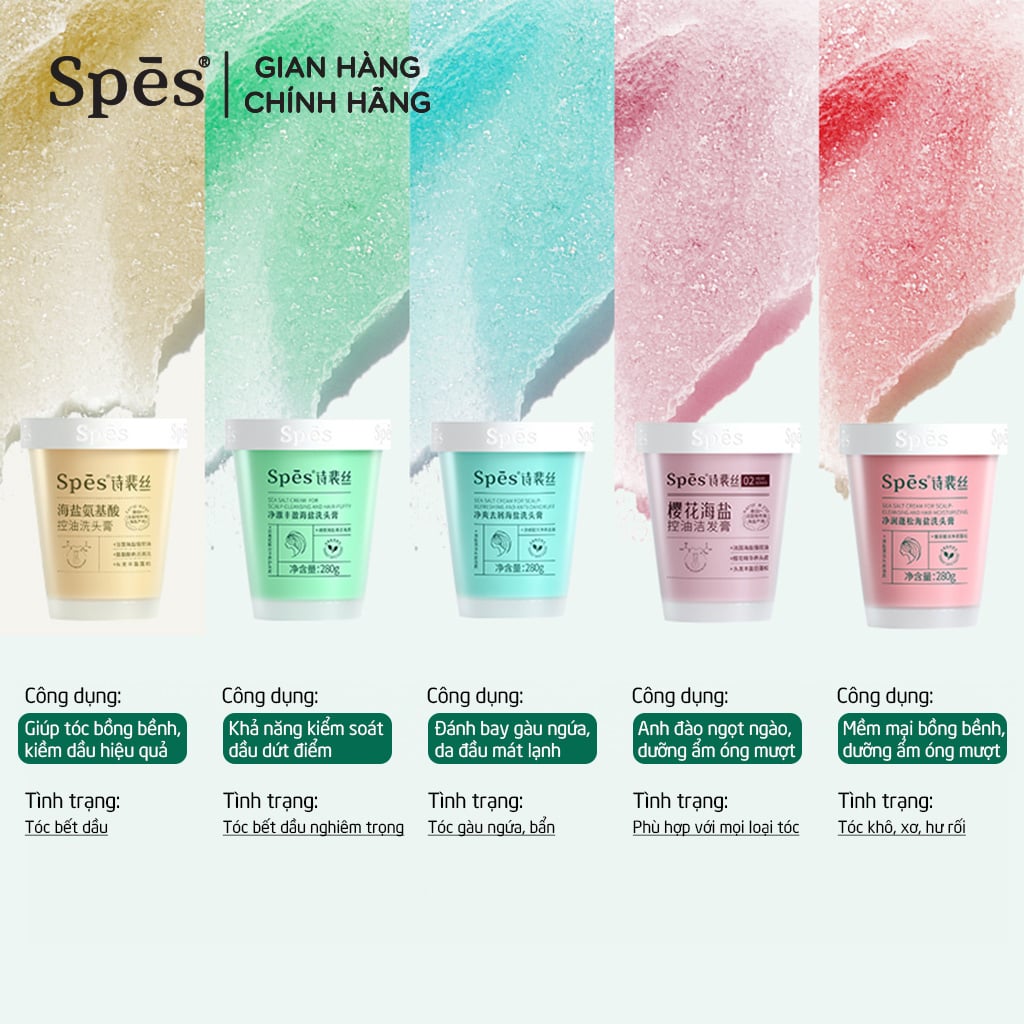 Tẩy Tế Bào Chết Da Đầu Spes Sea Salt Cream Muối Biển Làm Sạch Tóc 280gTẩy Tế Bào Chết Da Đầu ...