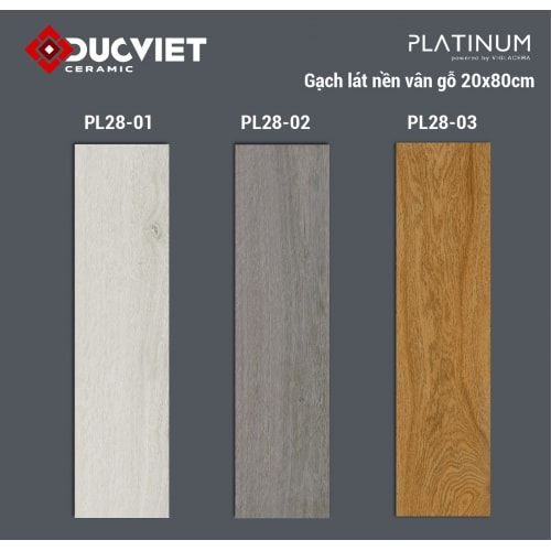 GẠCH LÁT NỀN VÂN GỖ PLATINUM PL28-03 (20X80CM – Đức Việt Ceramic
