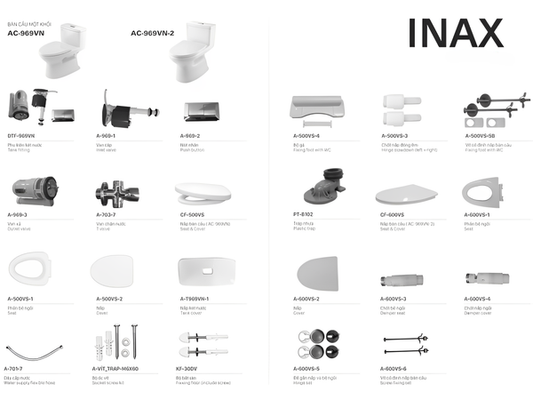 BÀN CẦU 1 KHỐI INAX AC-969VN – Đức Việt Ceramic
