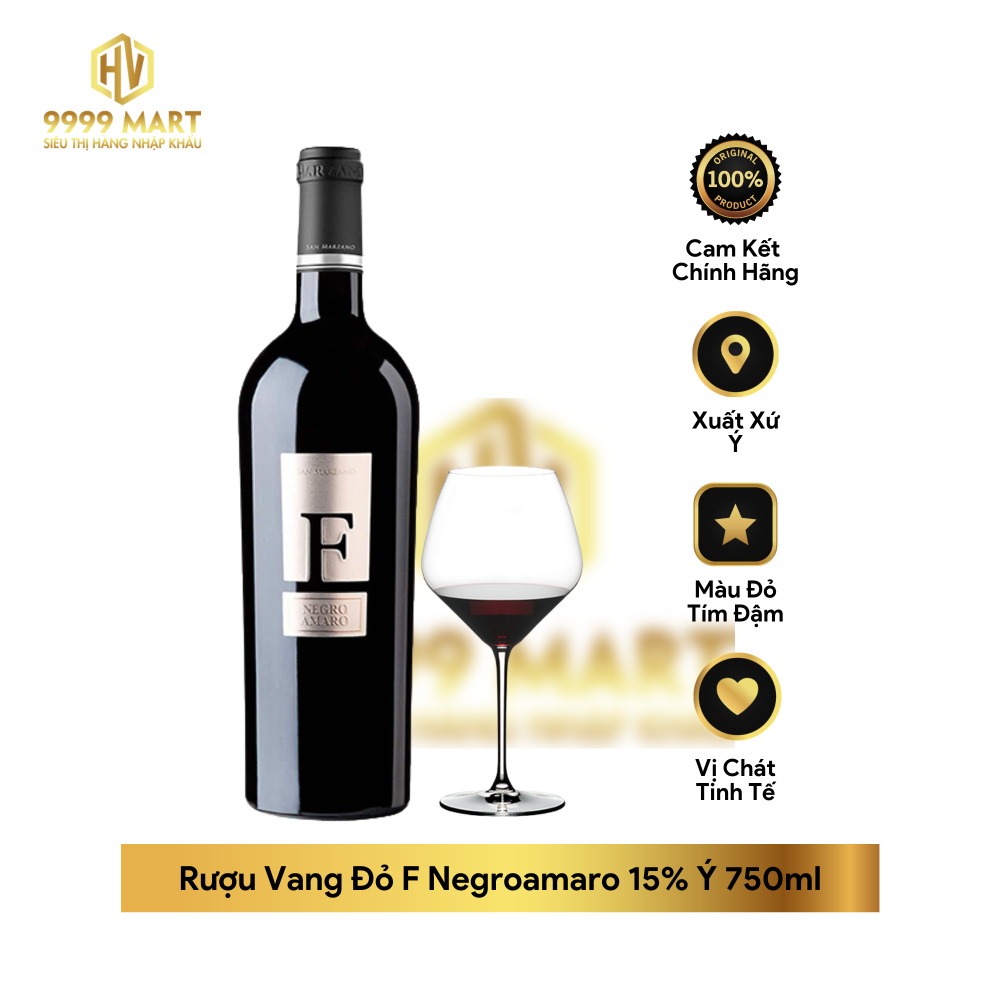 Rượu Vang Đỏ F Negroamaro 15% Ý 750ml – Siêu Thị Hàng Nhập Khẩu 9999