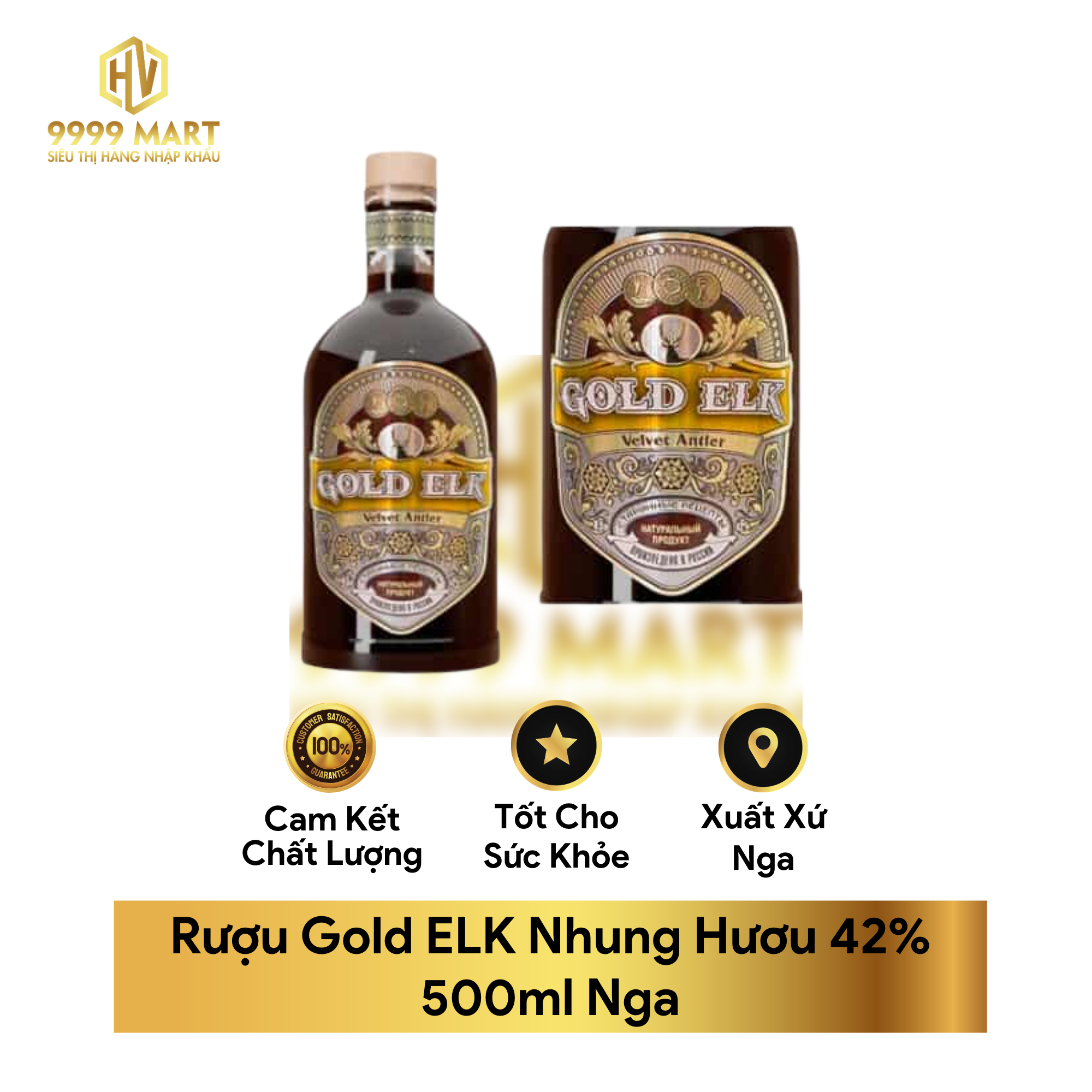 Rượu Gold ELK Nhung Hươu 42% 500ml Nga – Siêu Thị Hàng Nhập Khẩu 9999