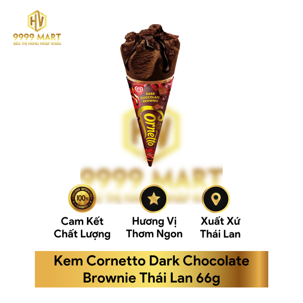 Kem Cornetto Dark Chocolate Brownie Thái Lan 66g – Siêu Thị Hàng Nhập ...