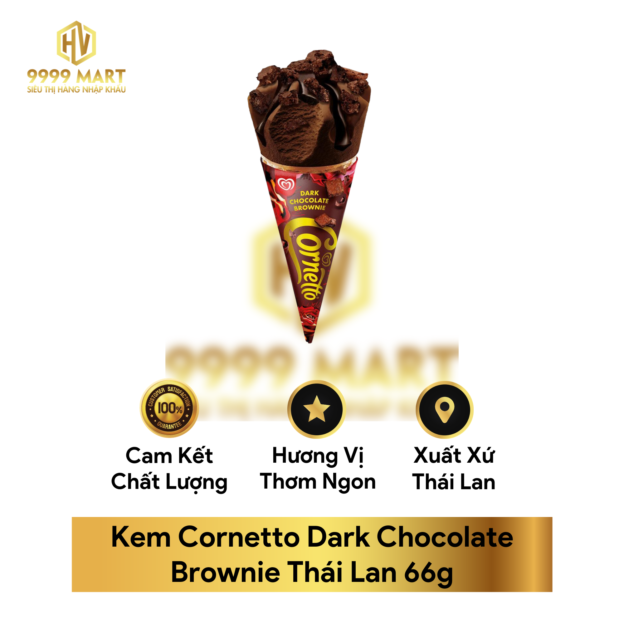 Kem Cornetto Dark Chocolate Brownie Thái Lan 66g – Siêu Thị Hàng Nhập ...