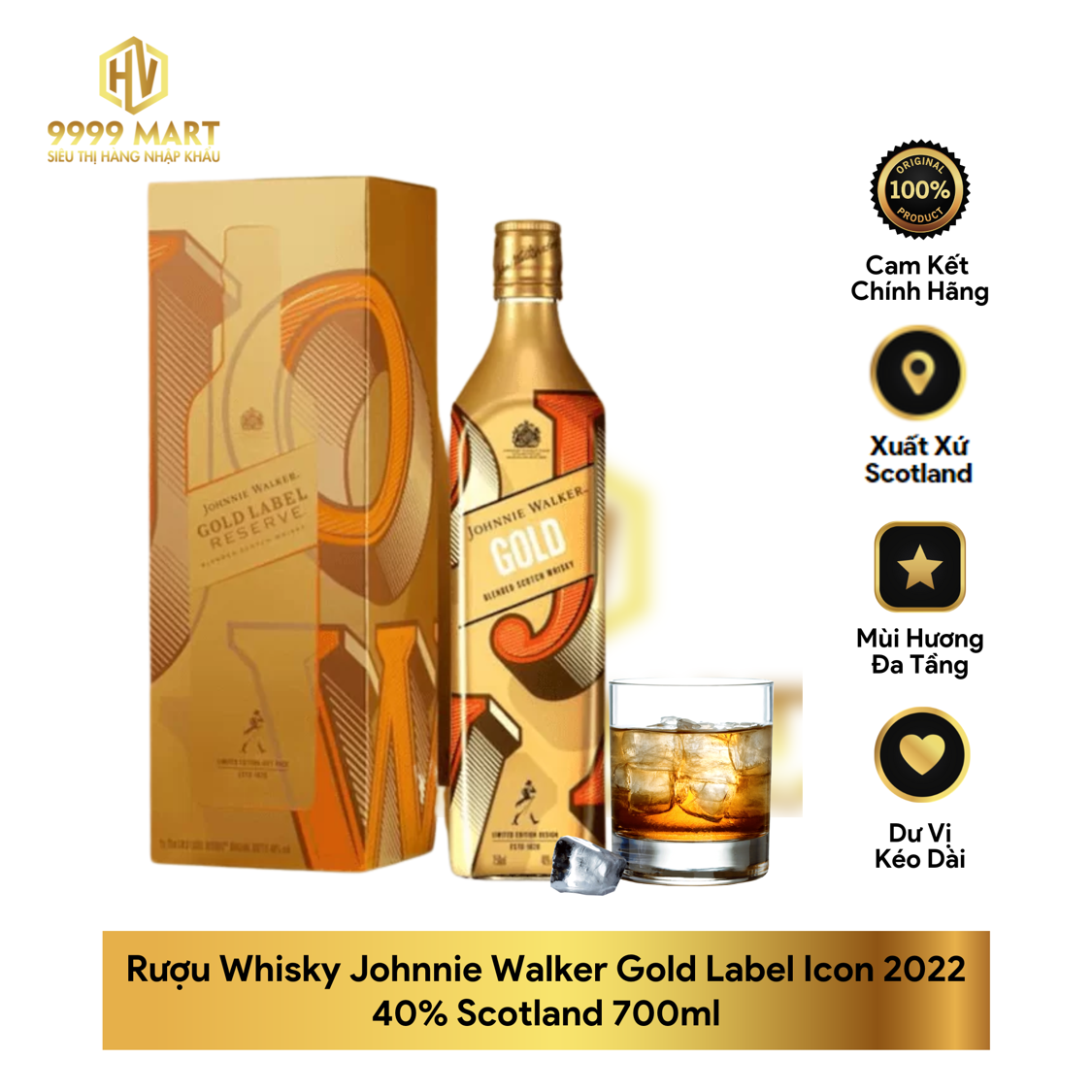 Rượu Whisky Johnnie Walker Gold Label Icon 2022 40% Scotland 700ml ...