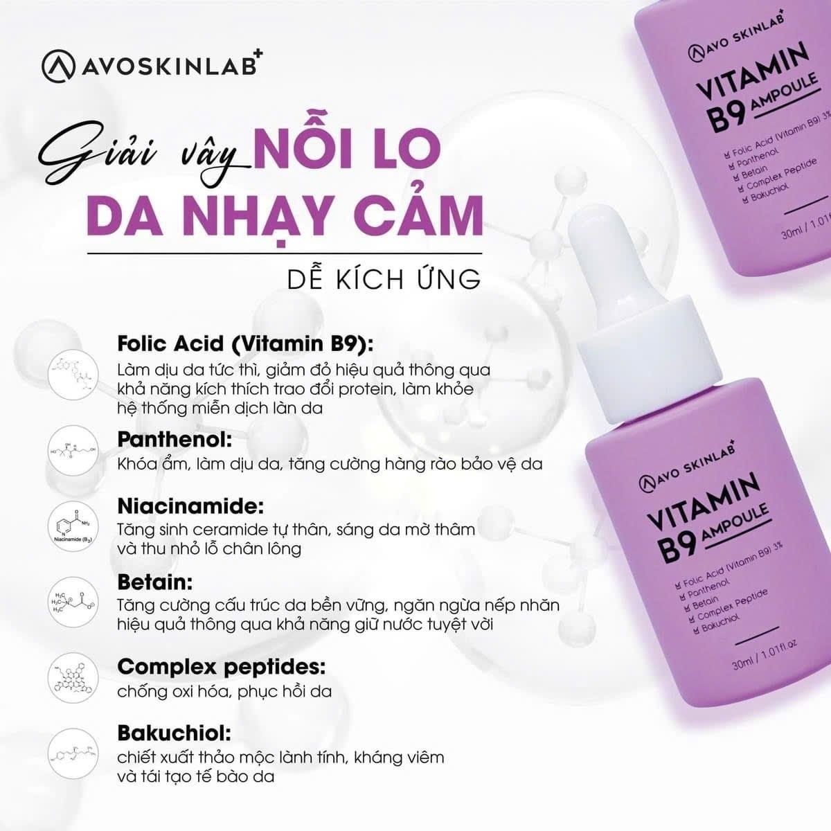 Tinh Chất AVO skinlab Vitamin B9 Ampoule 30ml– Braind