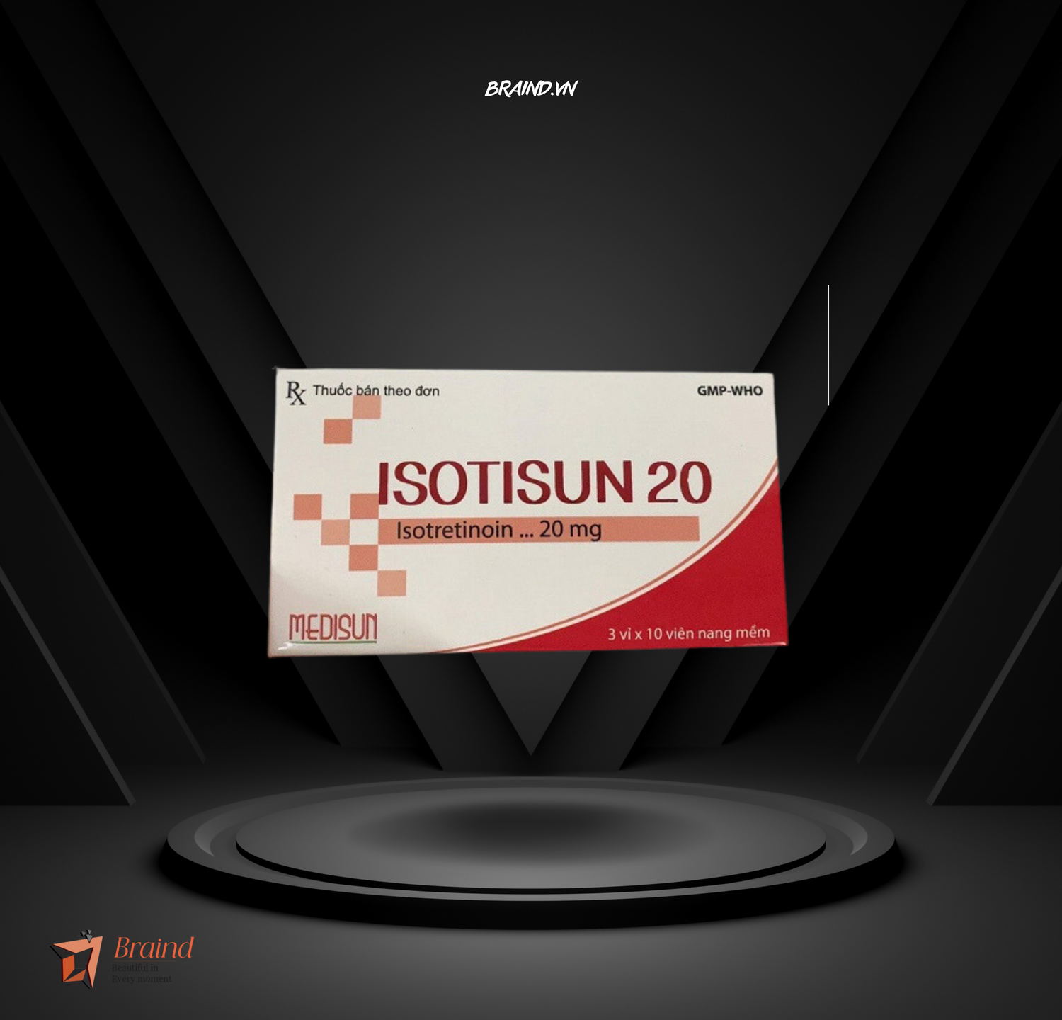 ISOTISUN 20 (Isotretinoin 20mg) – Thuốc điều trị mụn– Braind